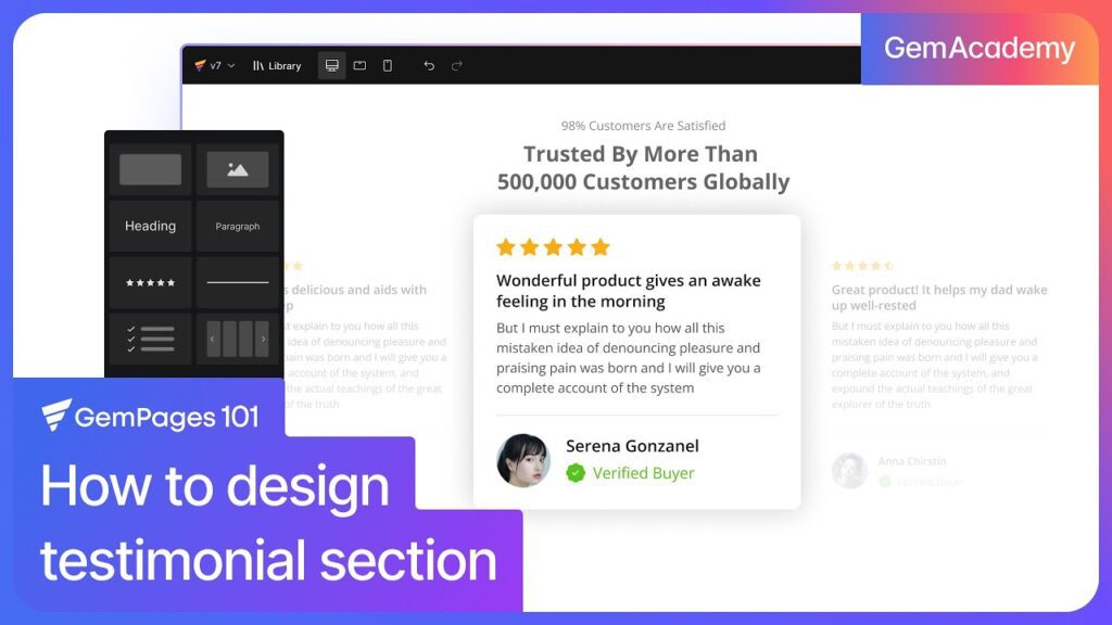 How to design Testimonial section - GemPages Academy